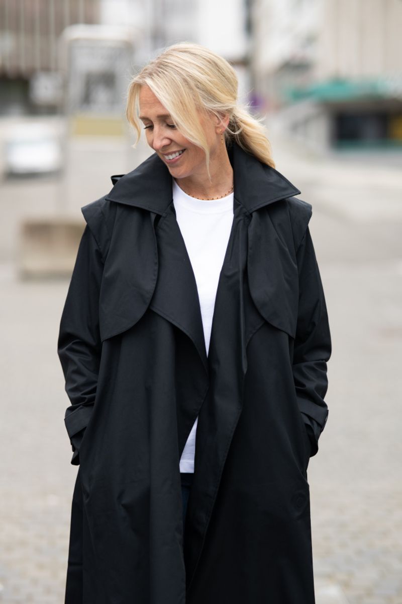 Regndråpe Trench Coat New Black - Vakre Vene